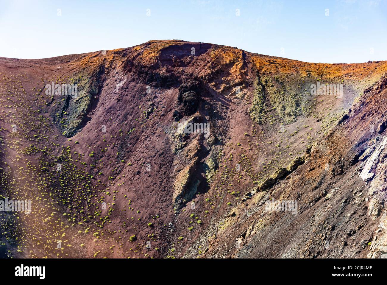 Unique panoramic view of spectacular corrosioned lava ground layers ...