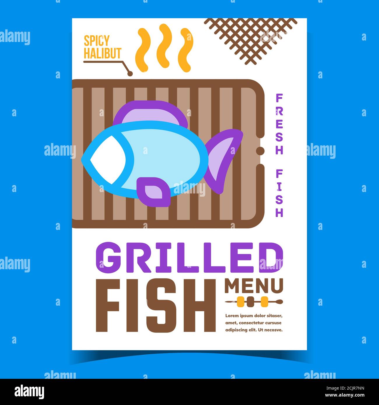 Grilled Fish Menu Food Advertising Banner Vector Stock Vector Image ...