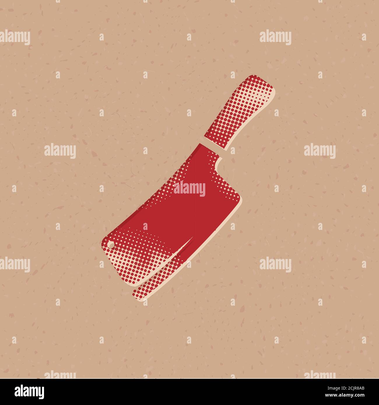 Butcher knife icon in halftone style. Grunge background vector ...