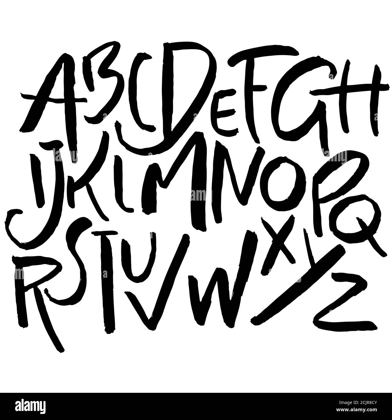 Simple alphabet letters. Handdrawn grunge modern ink font. Vector ...