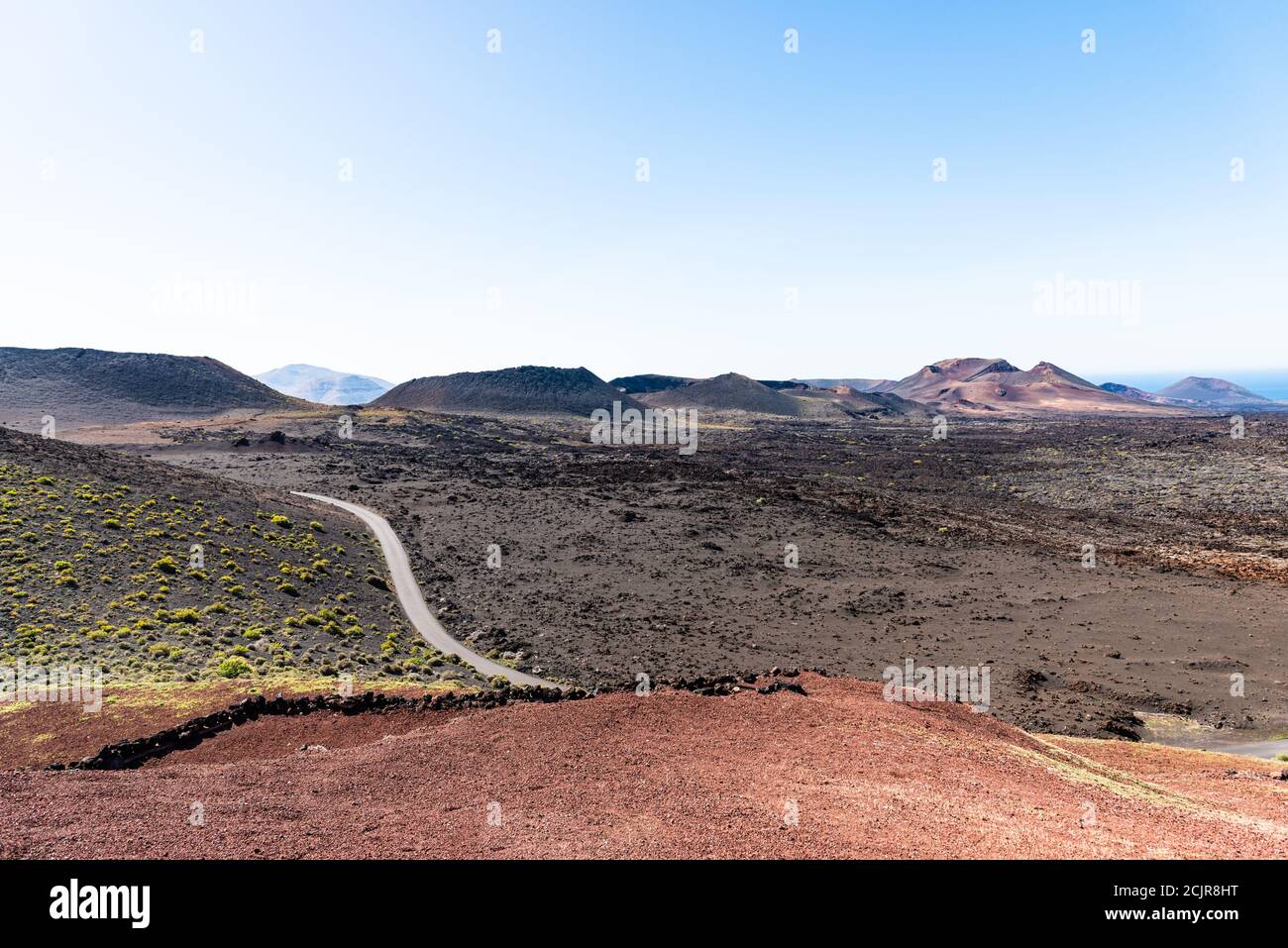 Unique panoramic view of spectacular lava river flows, volcanic ashes ...