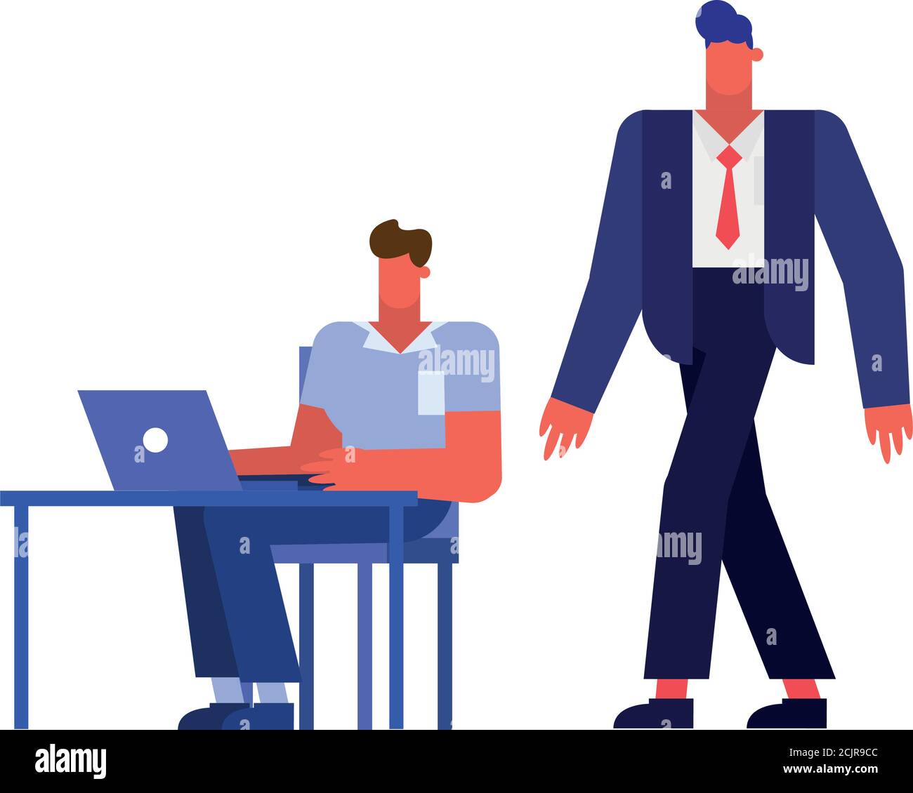 Businessmen cartoons at desk design, office business and management ...