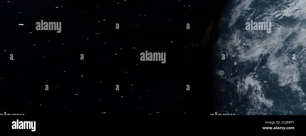 3d Render of a Panoramic Earth globe on the galaxy background. Elements ...