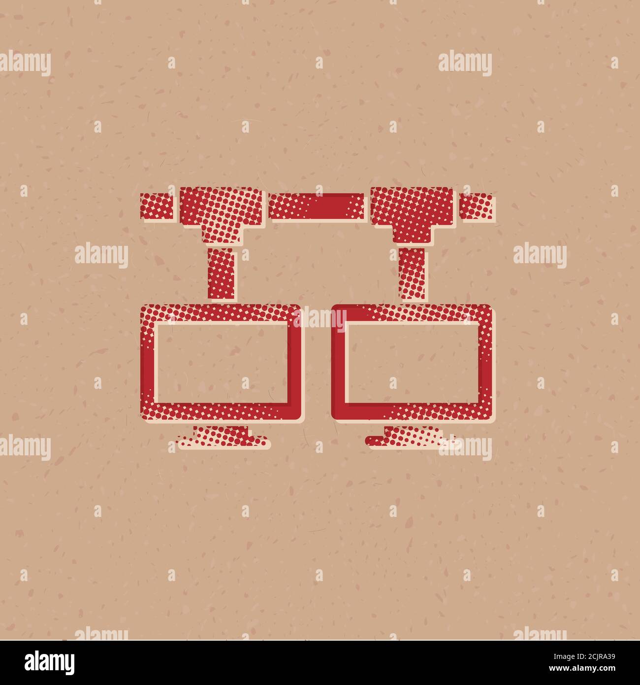 Local area network icon in halftone style. Grunge background vector ...