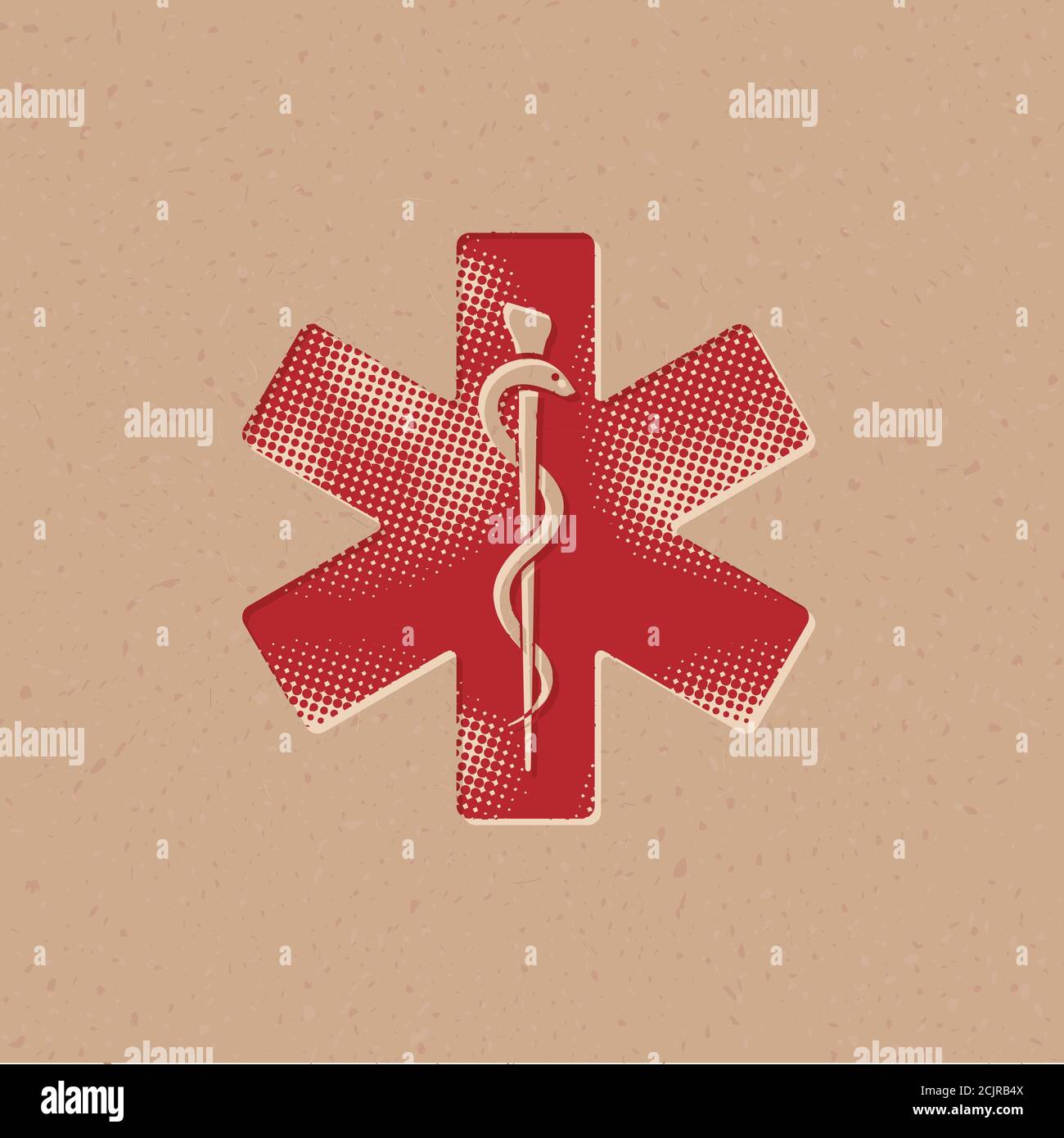Medical symbol icon in halftone style. Grunge background vector ...