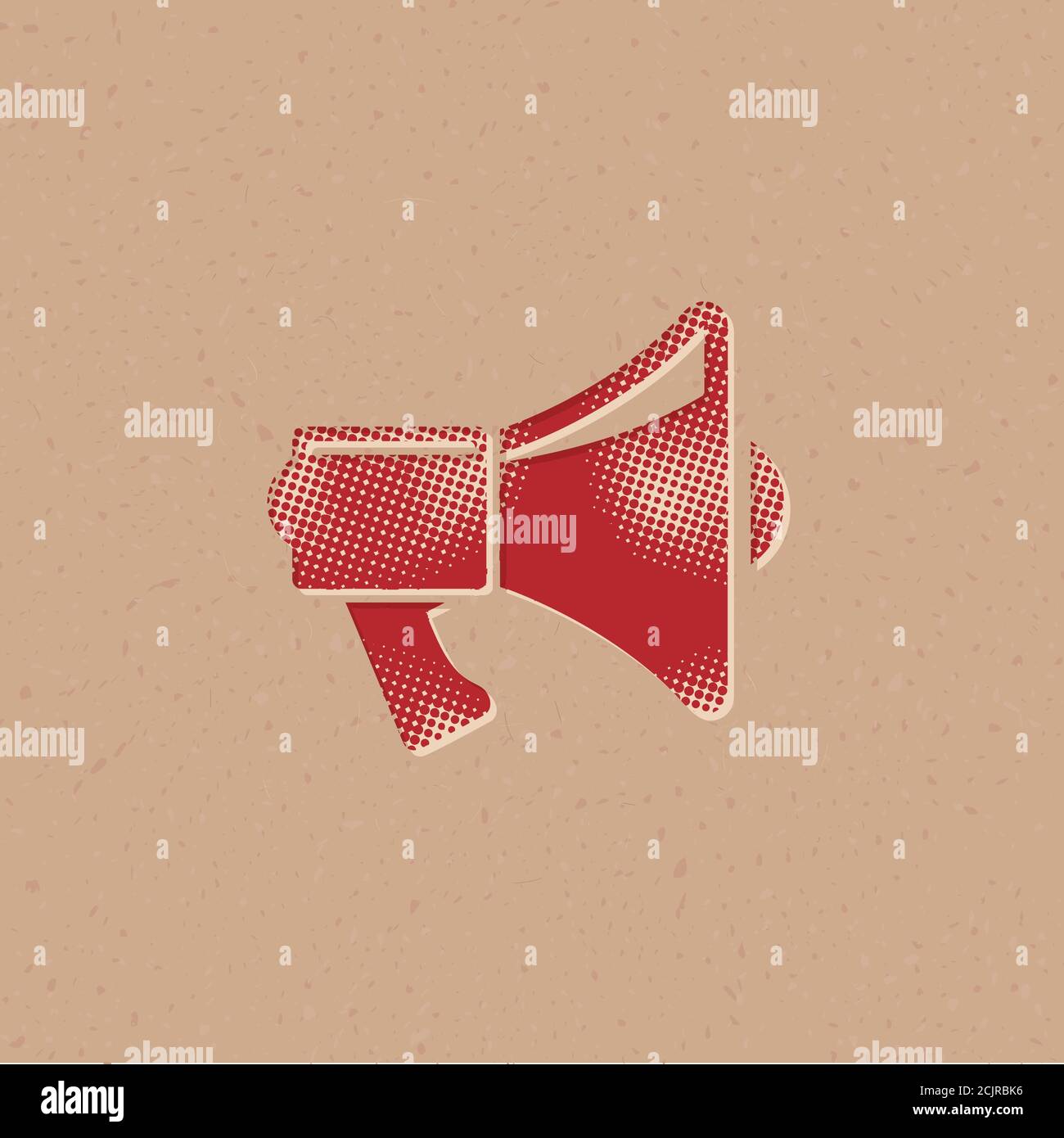 Megaphone icon in halftone style. Grunge background vector illustration ...