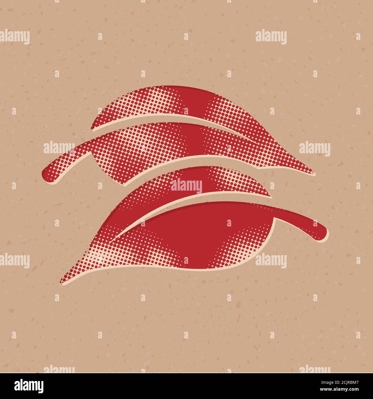 Leaves icon in halftone style. Grunge background vector illustration ...