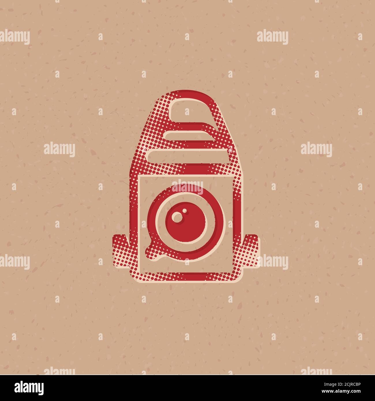 Camera icon in halftone style. Grunge background vector illustration ...