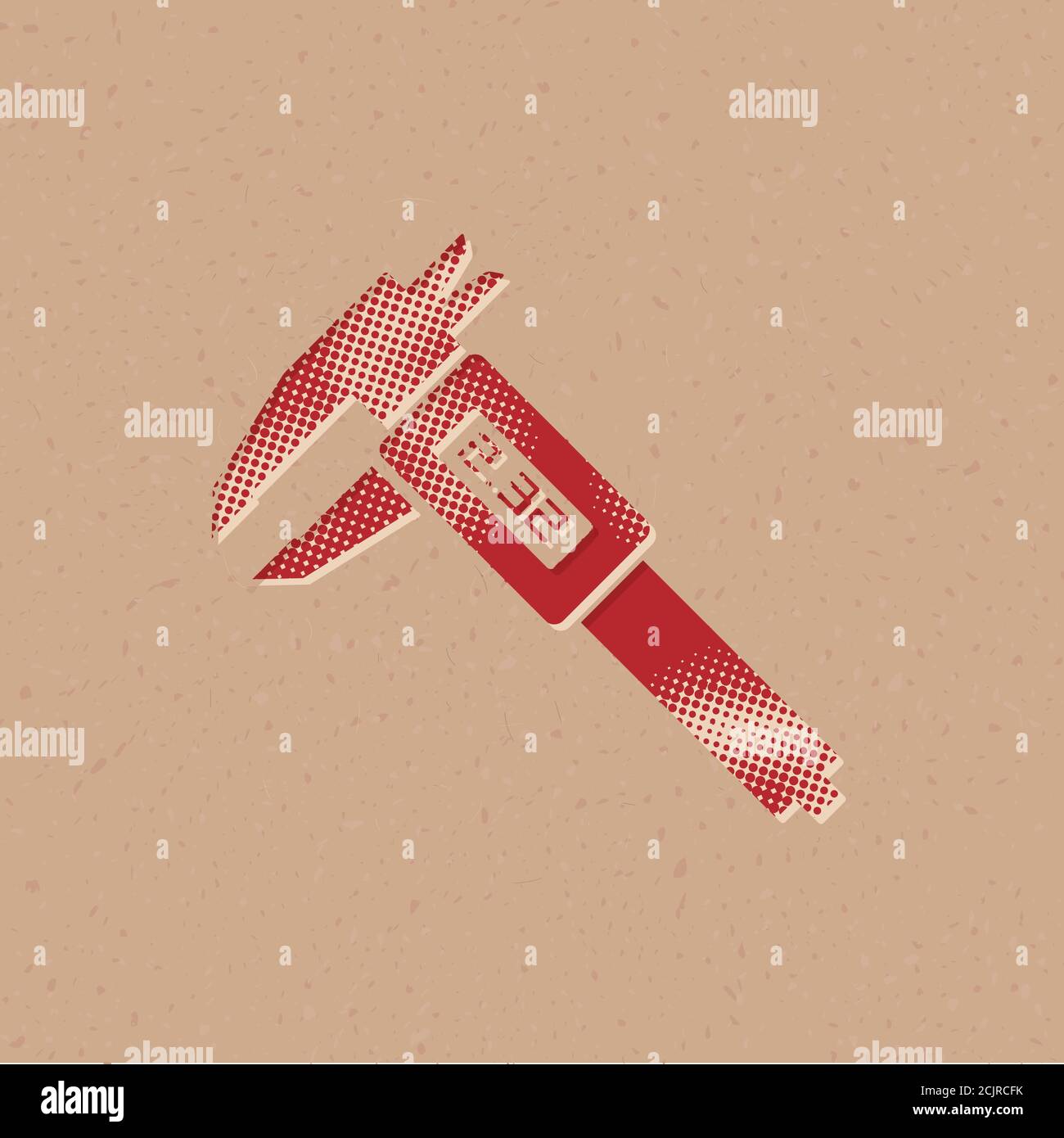 Dial caliper icon in halftone style. Grunge background vector ...