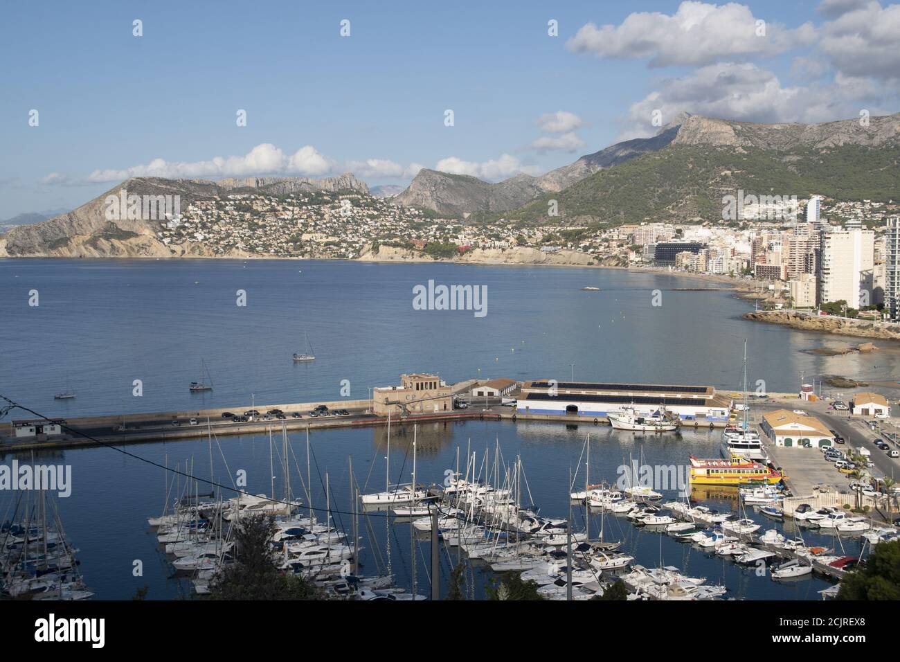 Aerial shot of a coastal city with a big port Stock Photo - Alamy