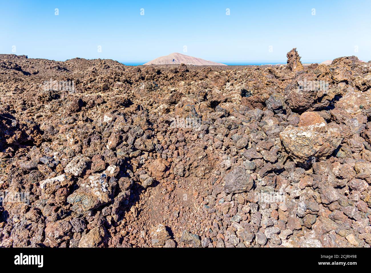 Unique panoramic view of spectacular melted lava river flows from a ...