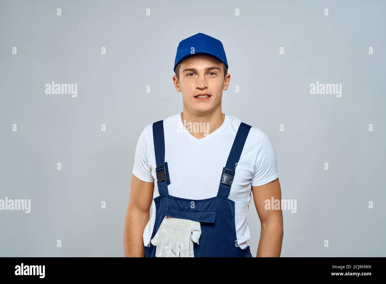 working man in uniform service lifestyle delivery service light ...