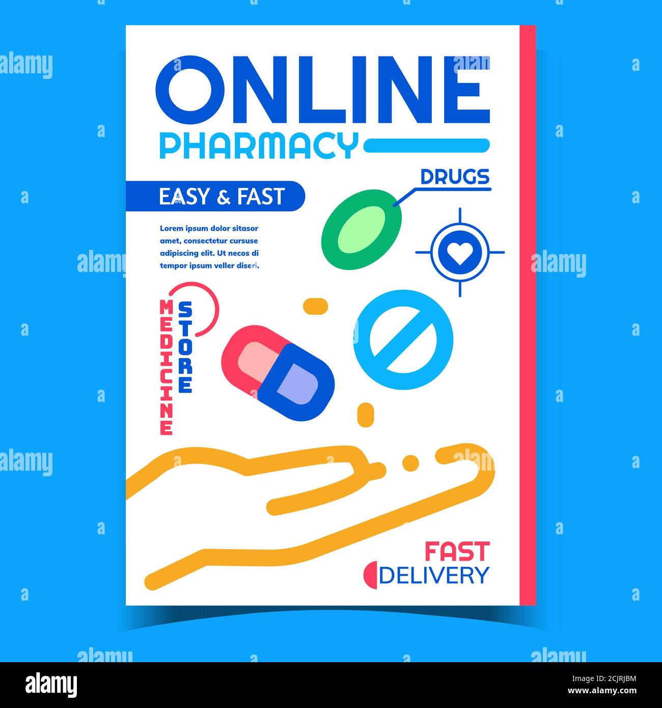 Online Pharmacy Creative Advertising Poster Vector Stock Vector Image ...