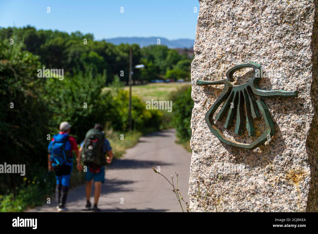 Pilgrims on the route of the Camino de Santiago (Way of Saint James ...
