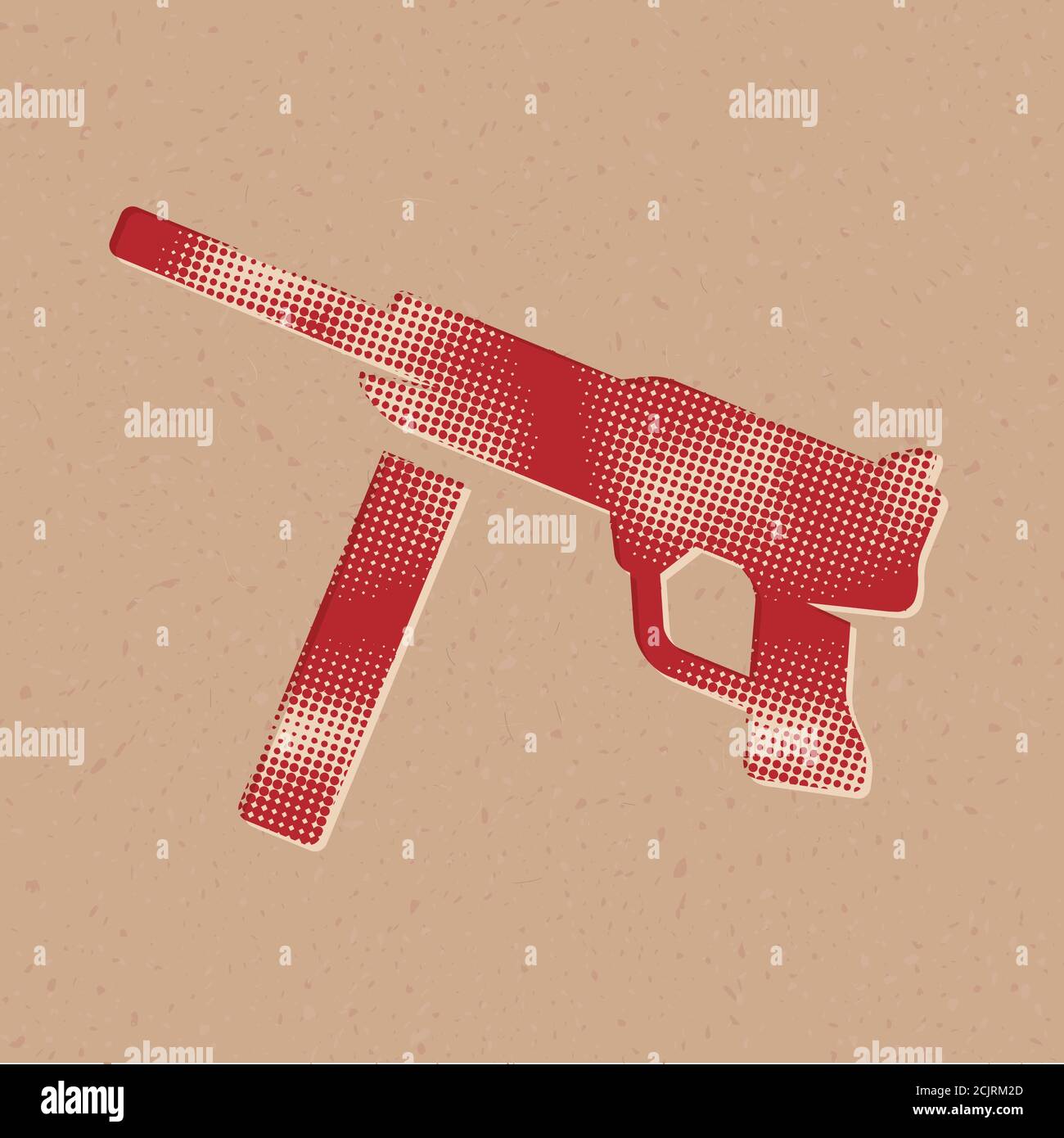 Vintage firearm icon in halftone style. Grunge background vector ...