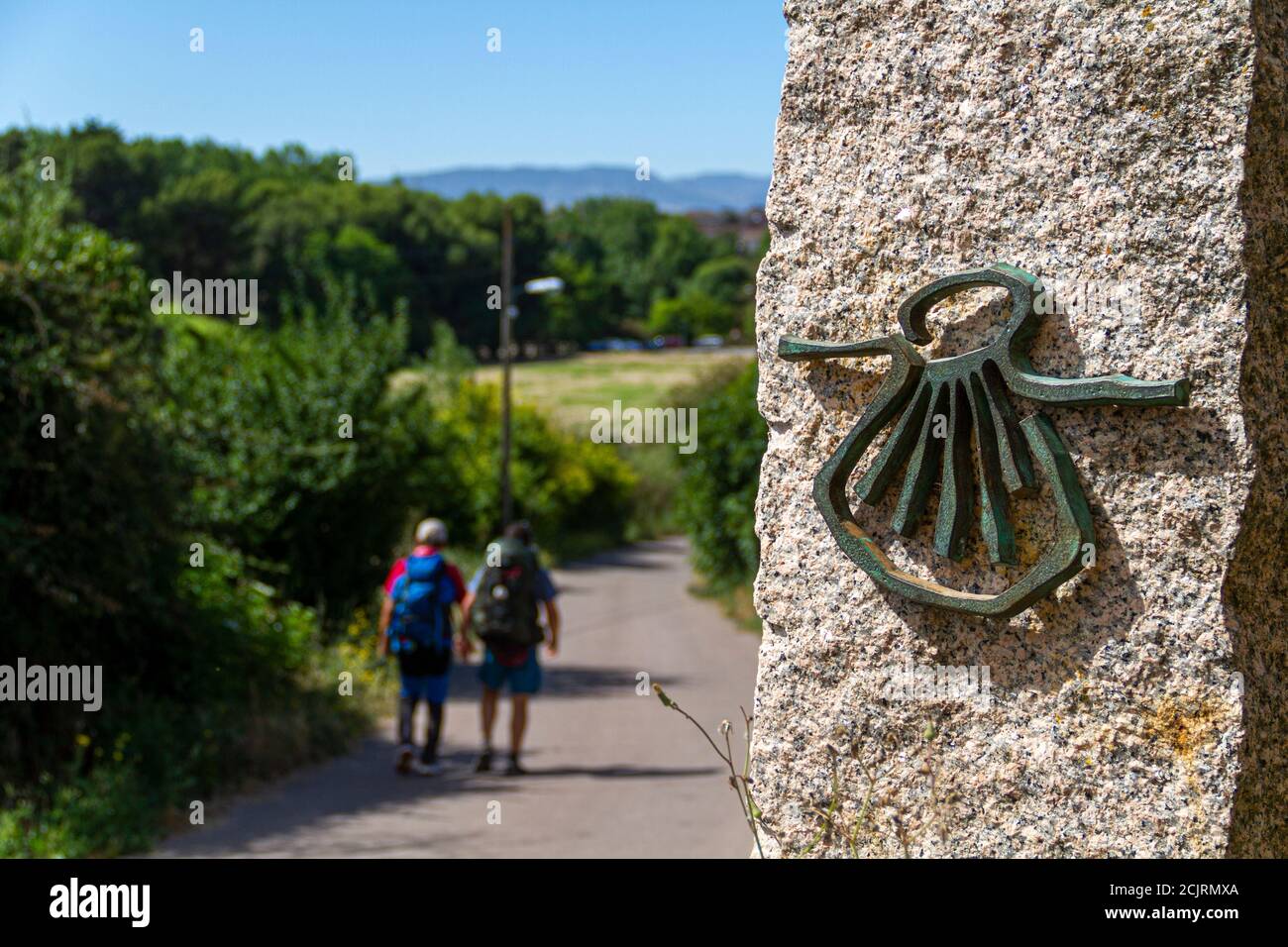 Pilgrims on the route of the Camino de Santiago (Way of Saint James ...