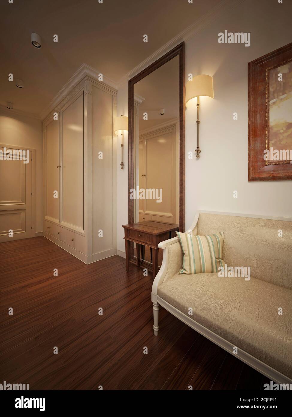 Hall in classic style. 3d model Stock Photo - Alamy