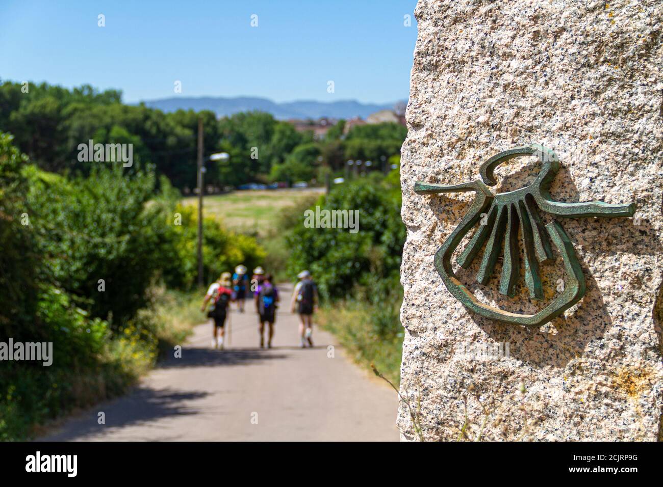 Pilgrims on the route of the Camino de Santiago (Way of Saint James ...
