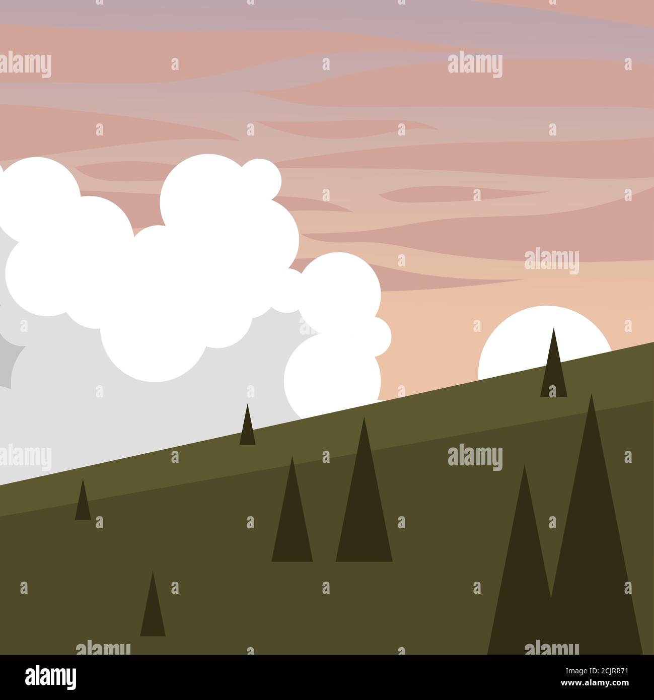 mountain with pine trees and clouds design, Landscape nature earth eco ...