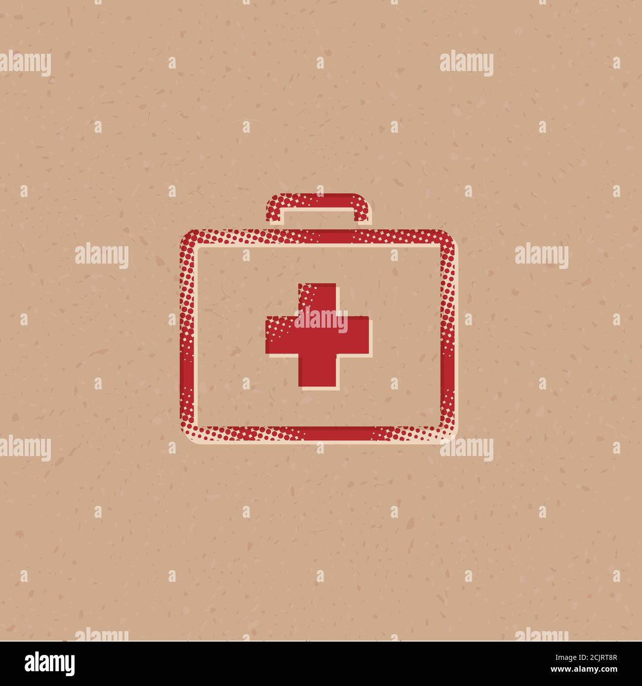 Medical case icon in halftone style. Grunge background vector ...