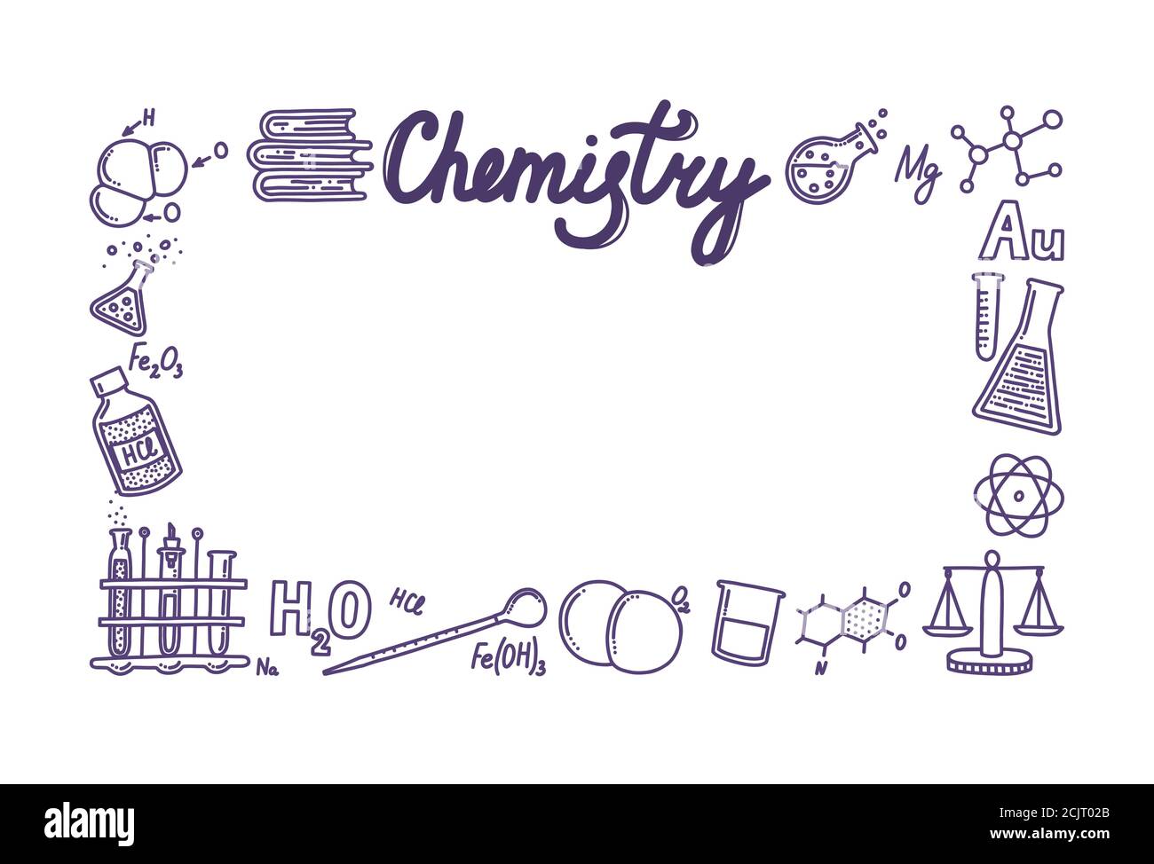 Rectangular box composed of chemistry icons. Frame for your designs and ...