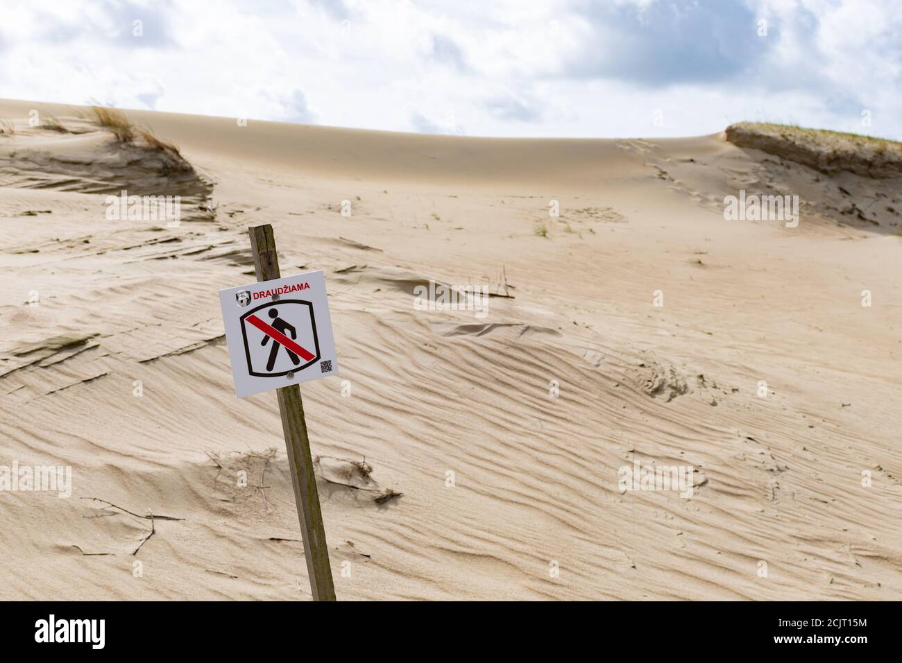 Access prohibited sign or symbol on sand hills dunes, stop, no entry ...