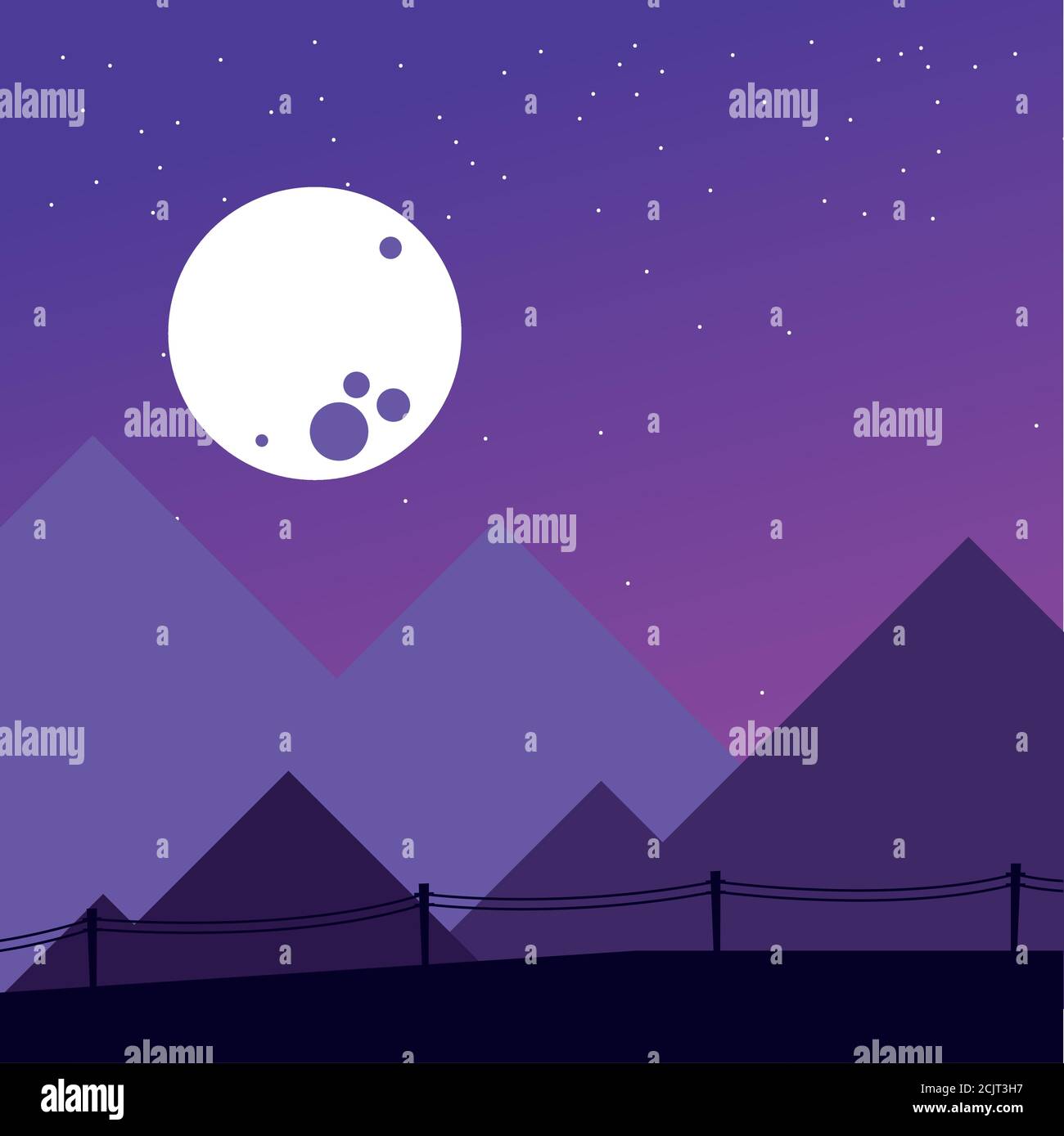 mountains and night moon design, Landscape nature earth eco ecology ...