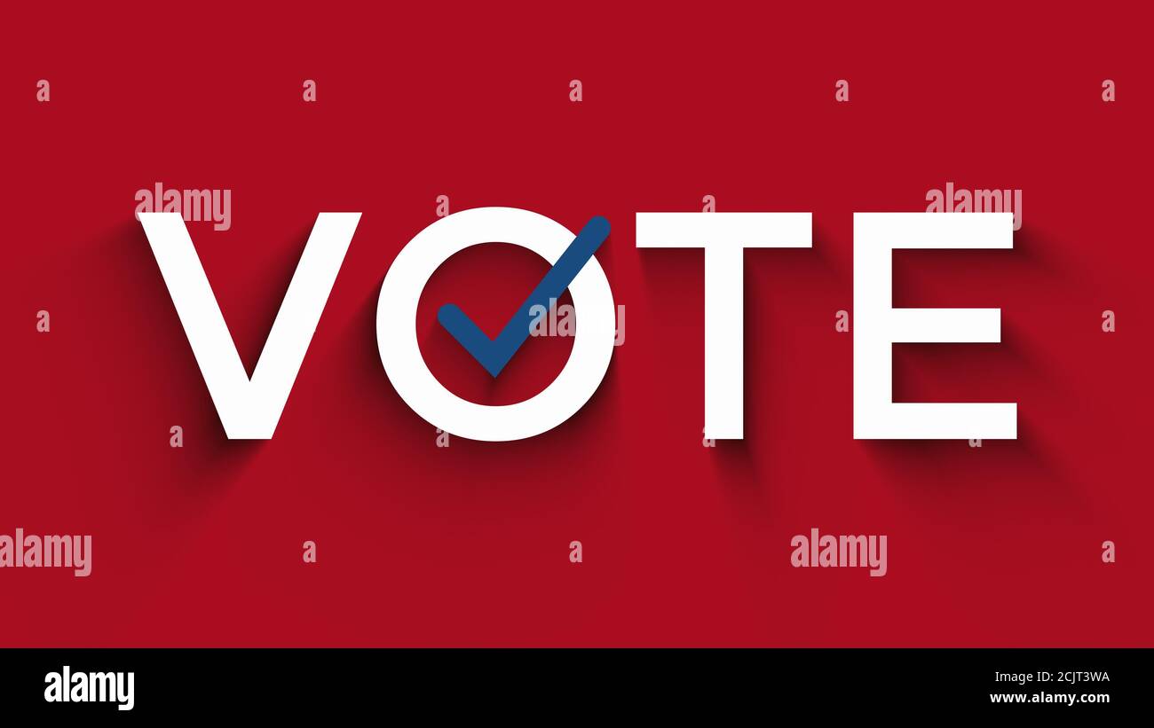 vote text animation with checkbox, US election concept, red, white ...