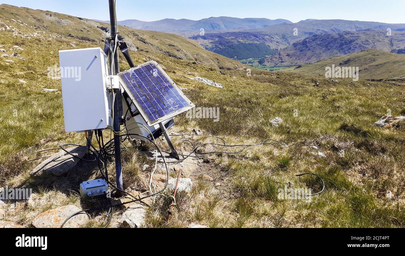 An automated weather station on Fleetwith Pike in the Lake District, UK ...