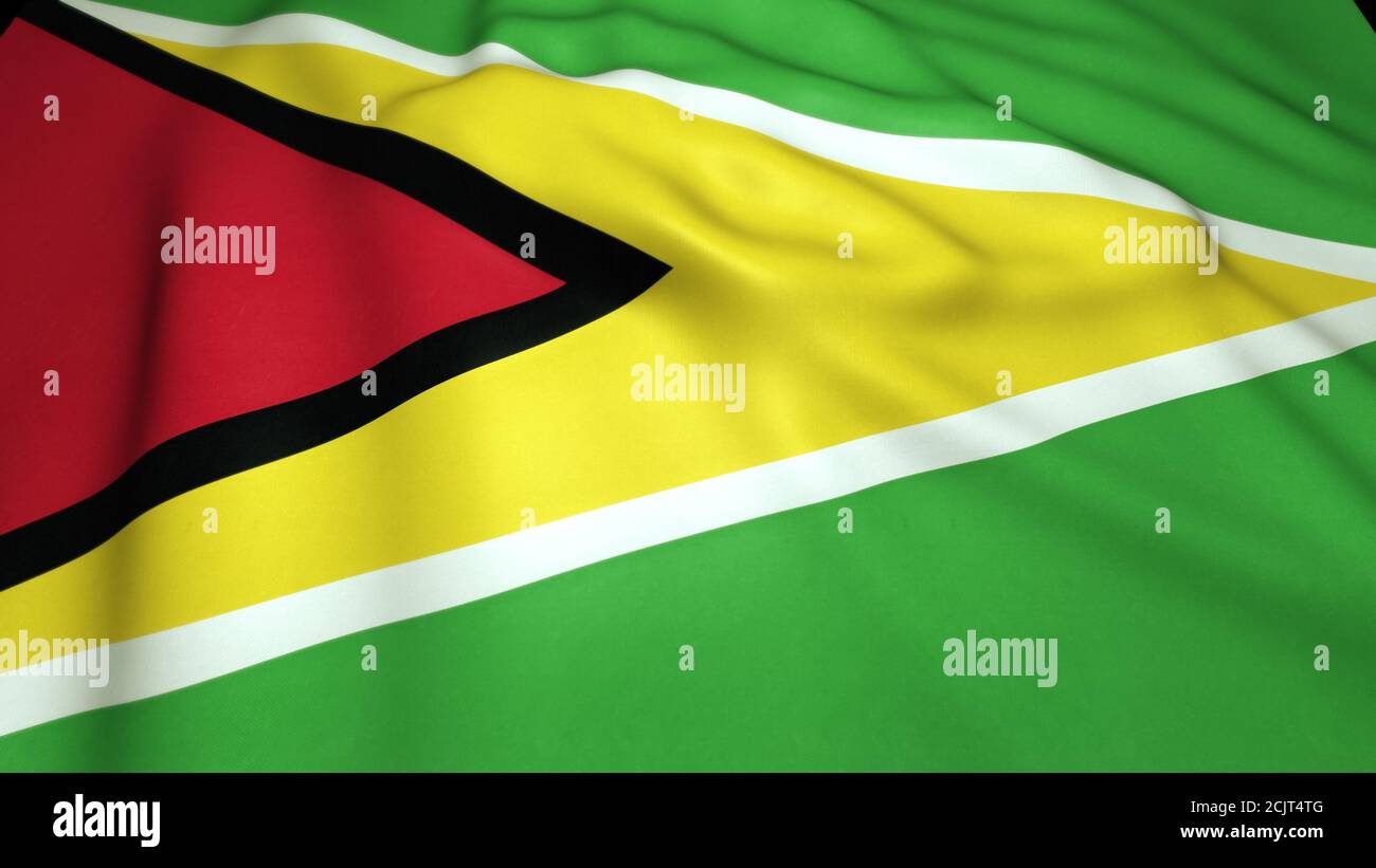 Waving realistic Guyana flag close up on background, 3d illustration Stock Photo - Alamy