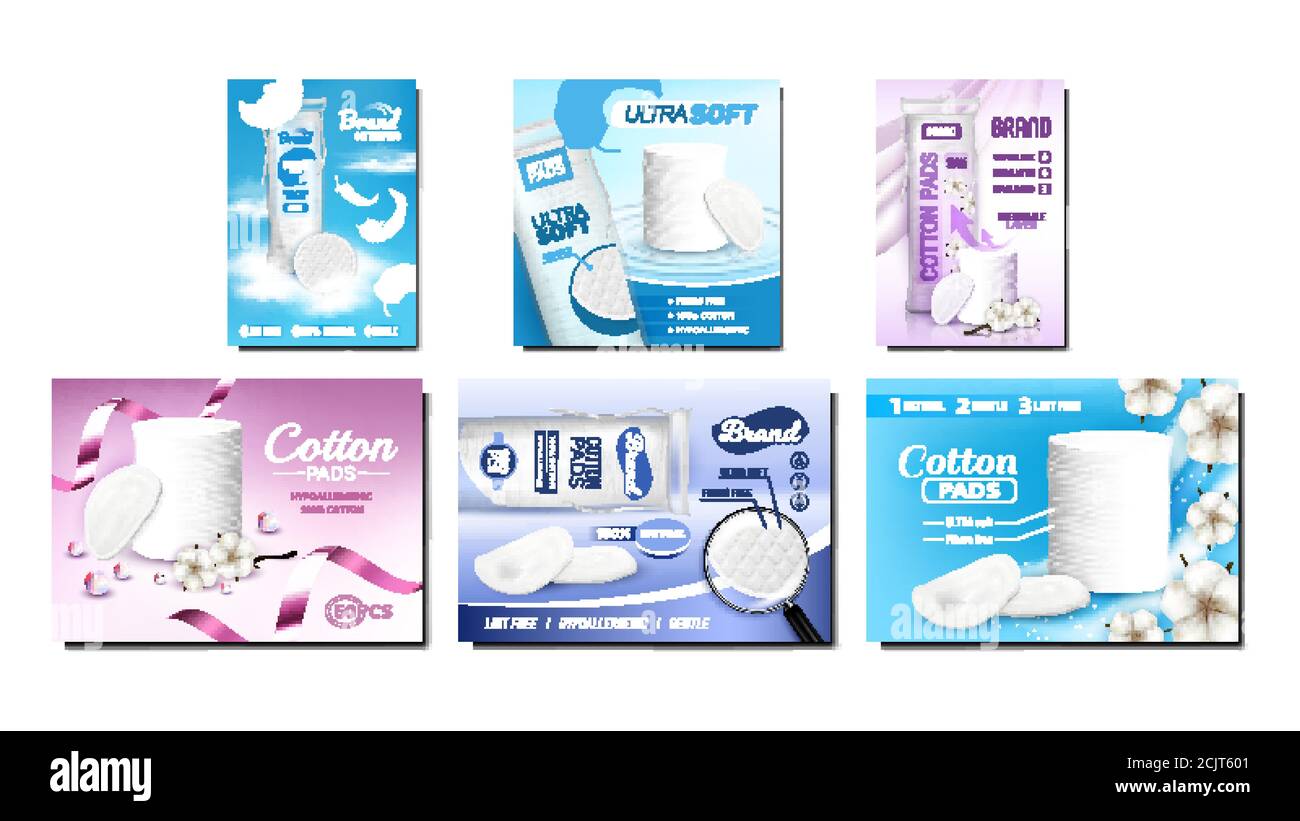 Cotton Pads Creative Promo Posters Set Vector Stock Vector Image & Art ...