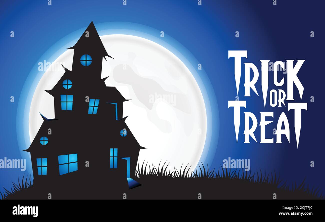 Trick or treat halloween party banner invitation with illustration of ...