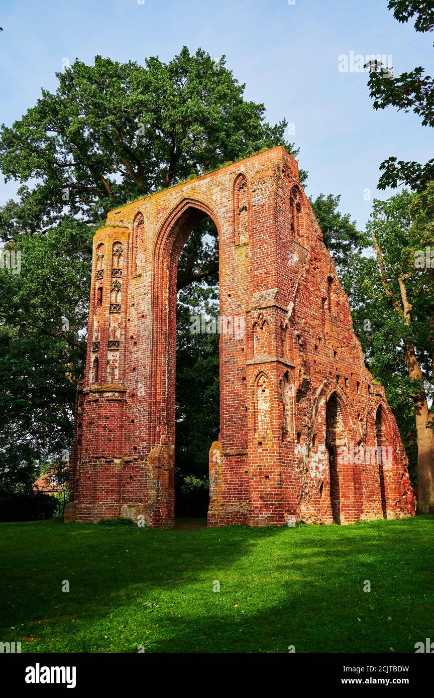 Medieval ruined monastery in a public park in Greifswald, Germany Stock ...