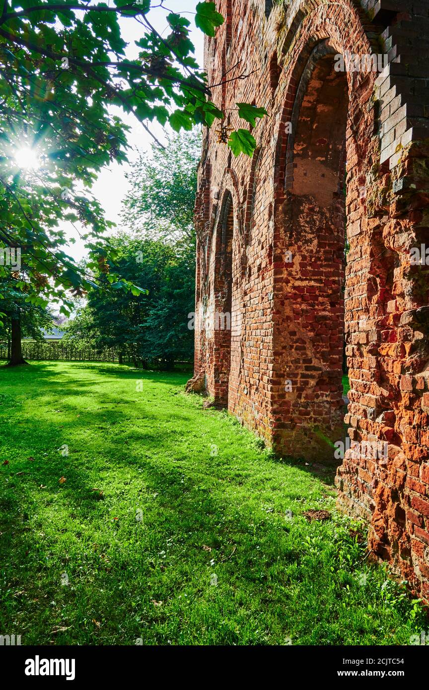Medieval ruined monastery in a public park in Greifswald, Germany Stock ...