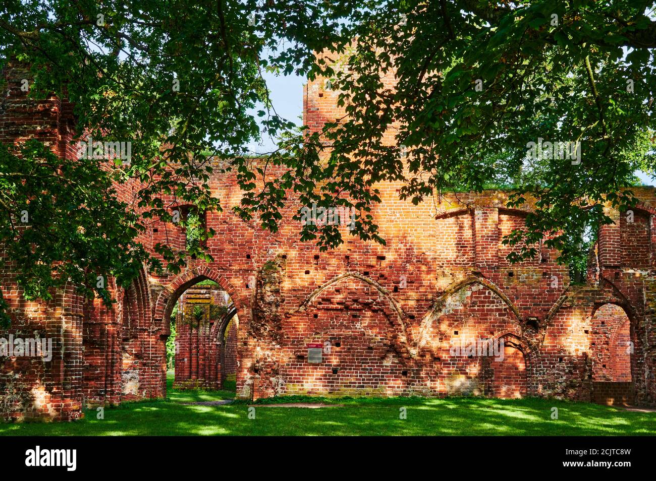 Medieval ruined monastery in a public park in Greifswald, Germany Stock ...