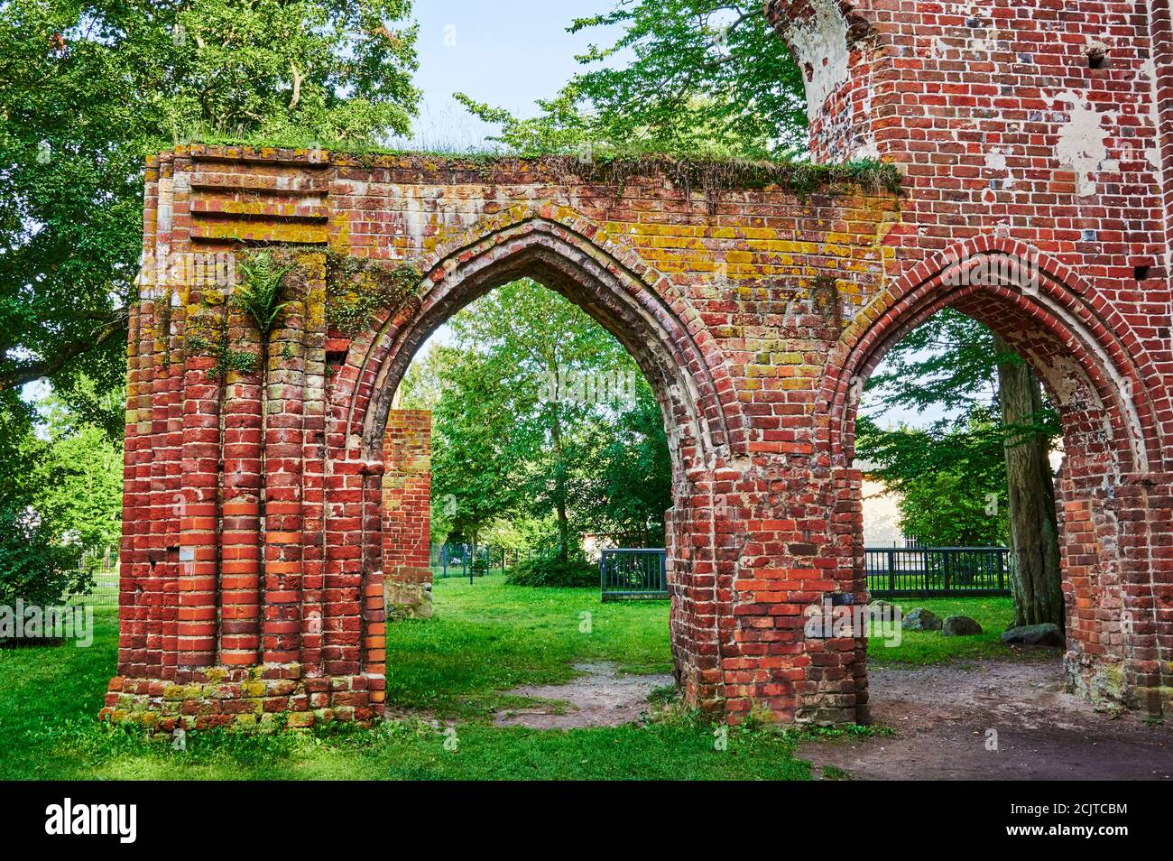 Medieval ruined monastery in a public park in Greifswald, Germany Stock ...