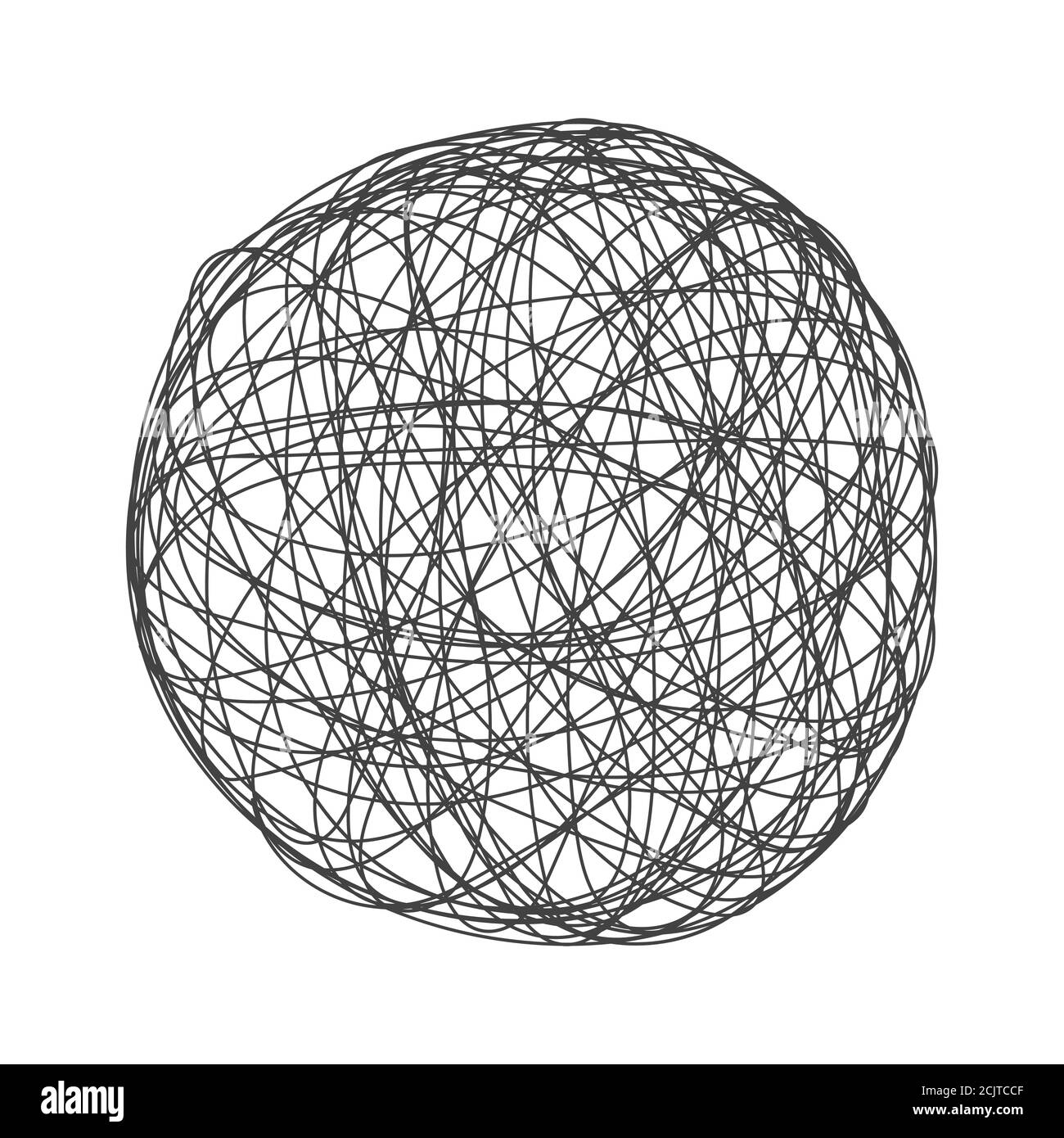Tangle chaos abstract hand drawn messy scribble sphere ball vector ...