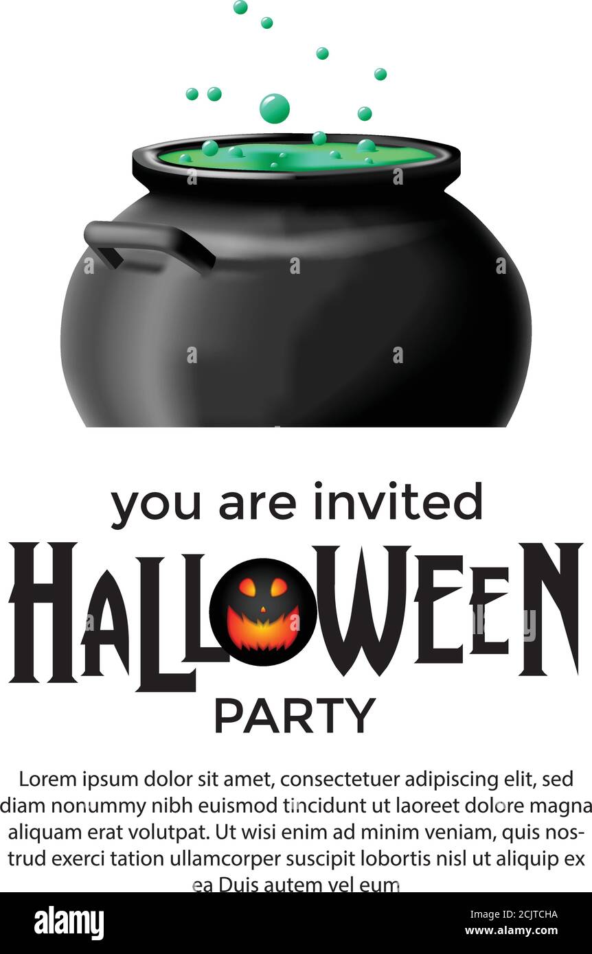 invitation halloween party banner poster with illustration of potion in ...