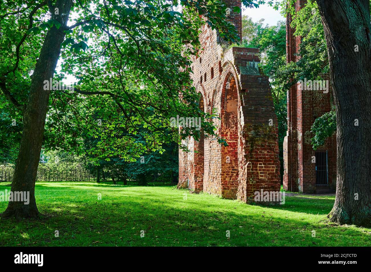 Medieval ruined monastery in a public park in Greifswald, Germany Stock ...