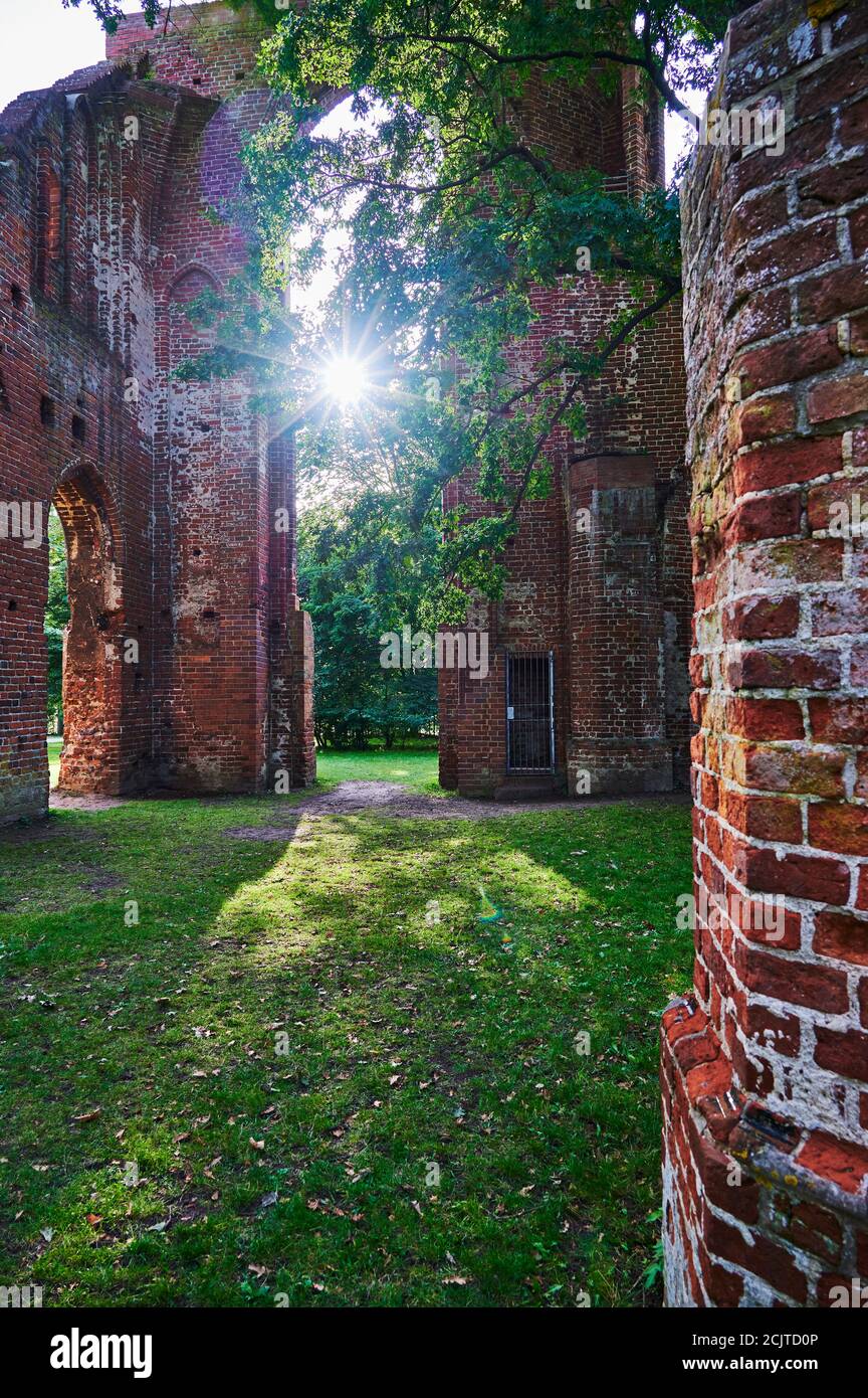Medieval ruined monastery in a public park in Greifswald, Germany Stock ...