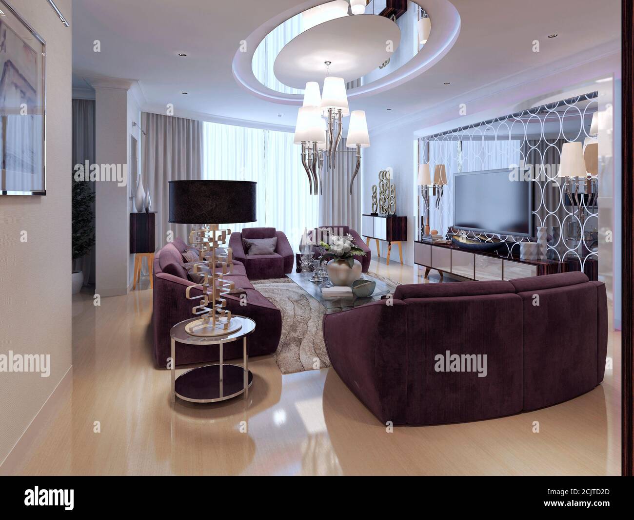 Living in Art Deco style. 3d render Stock Photo - Alamy