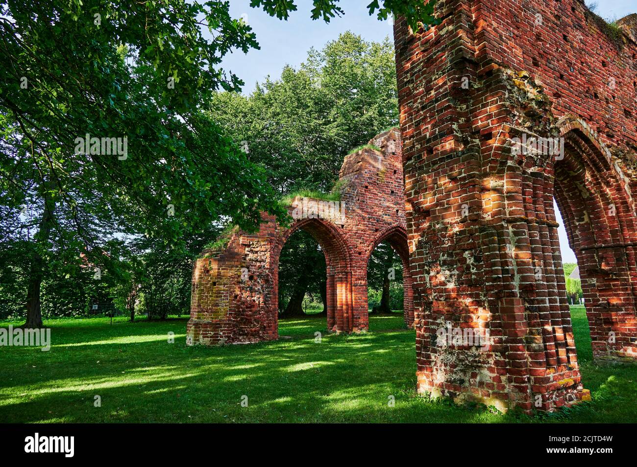Medieval ruined monastery in a public park in Greifswald, Germany Stock ...