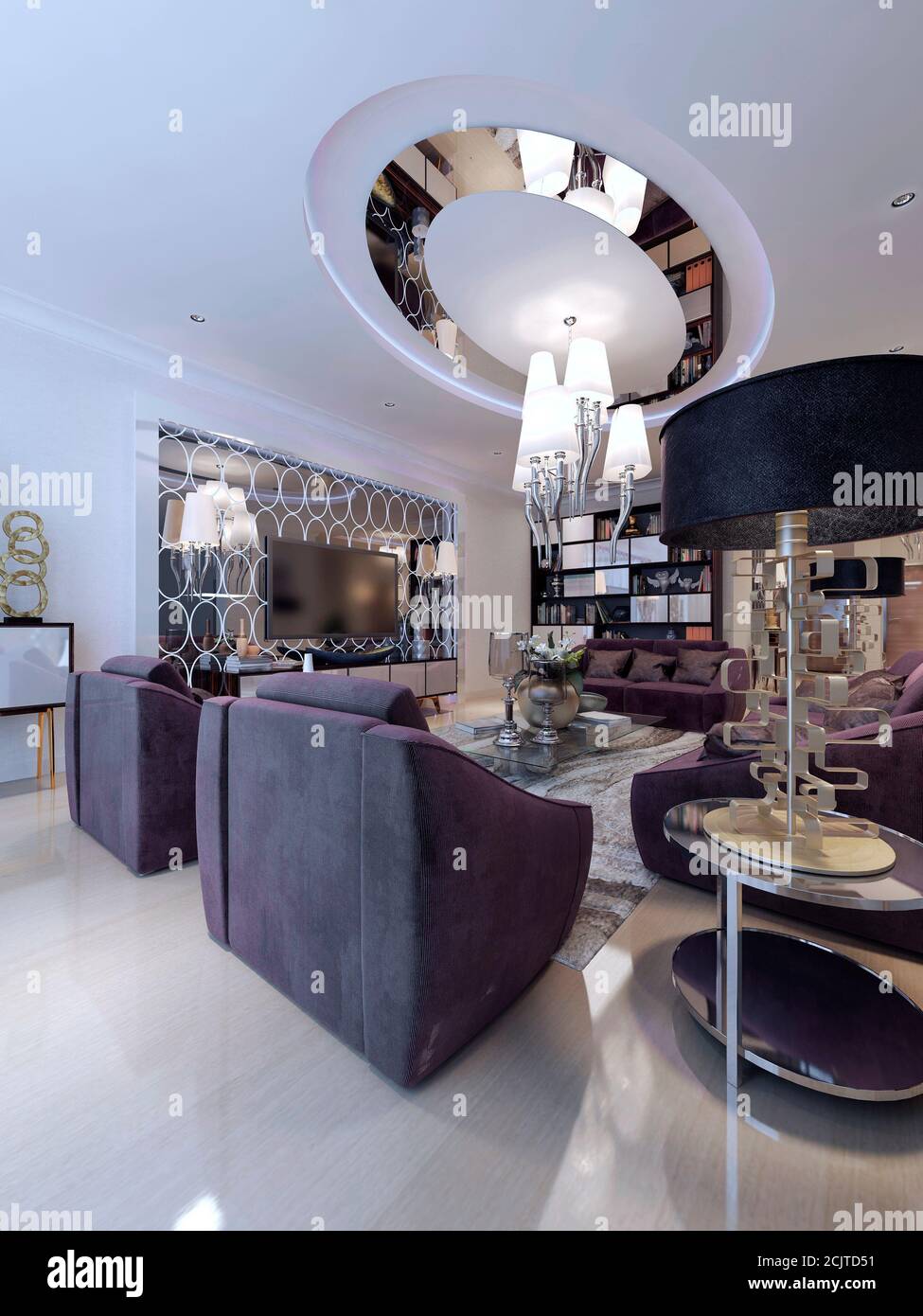 Living in Art Deco style. 3d render Stock Photo - Alamy