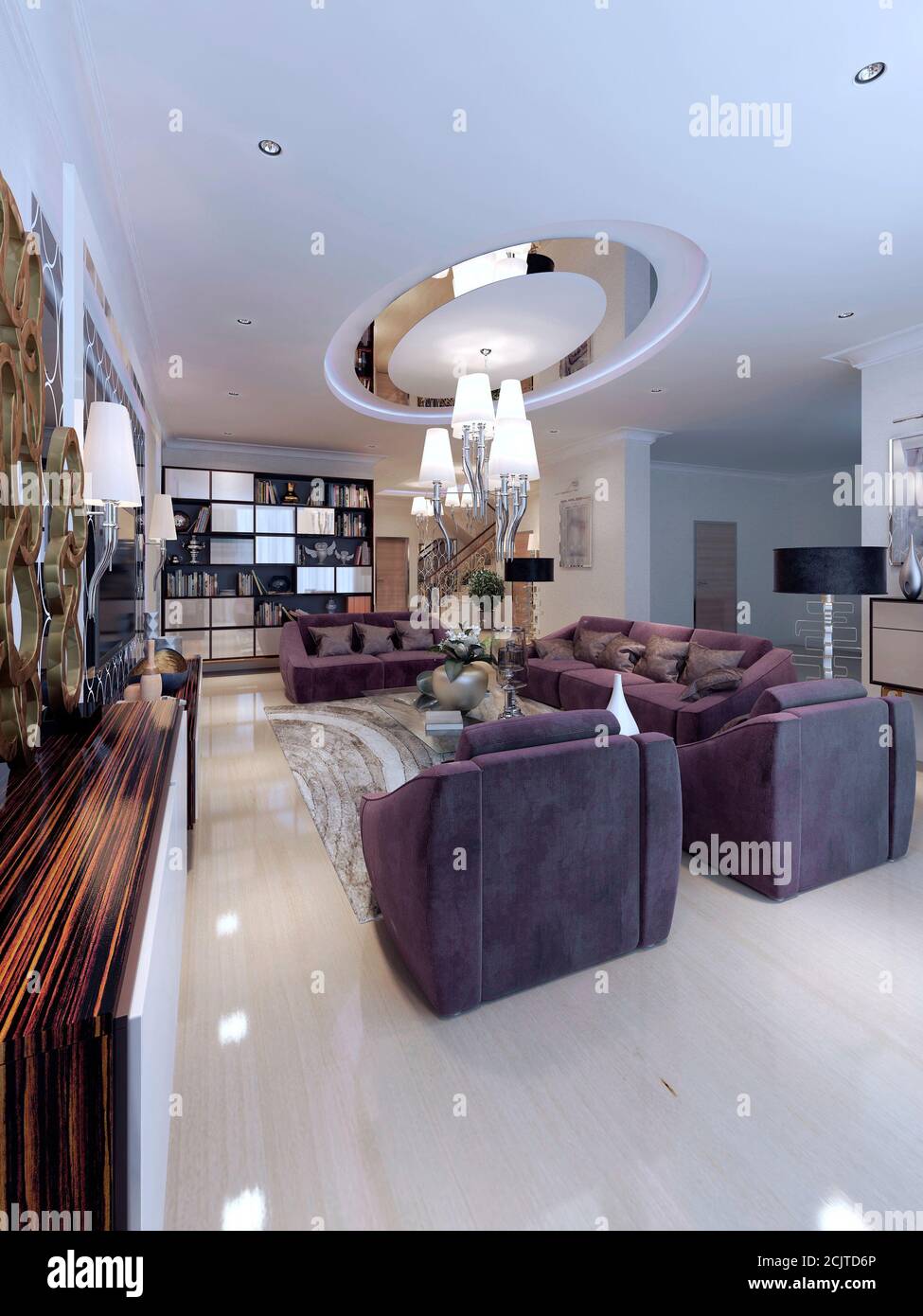 Living in Art Deco style. 3d render Stock Photo - Alamy