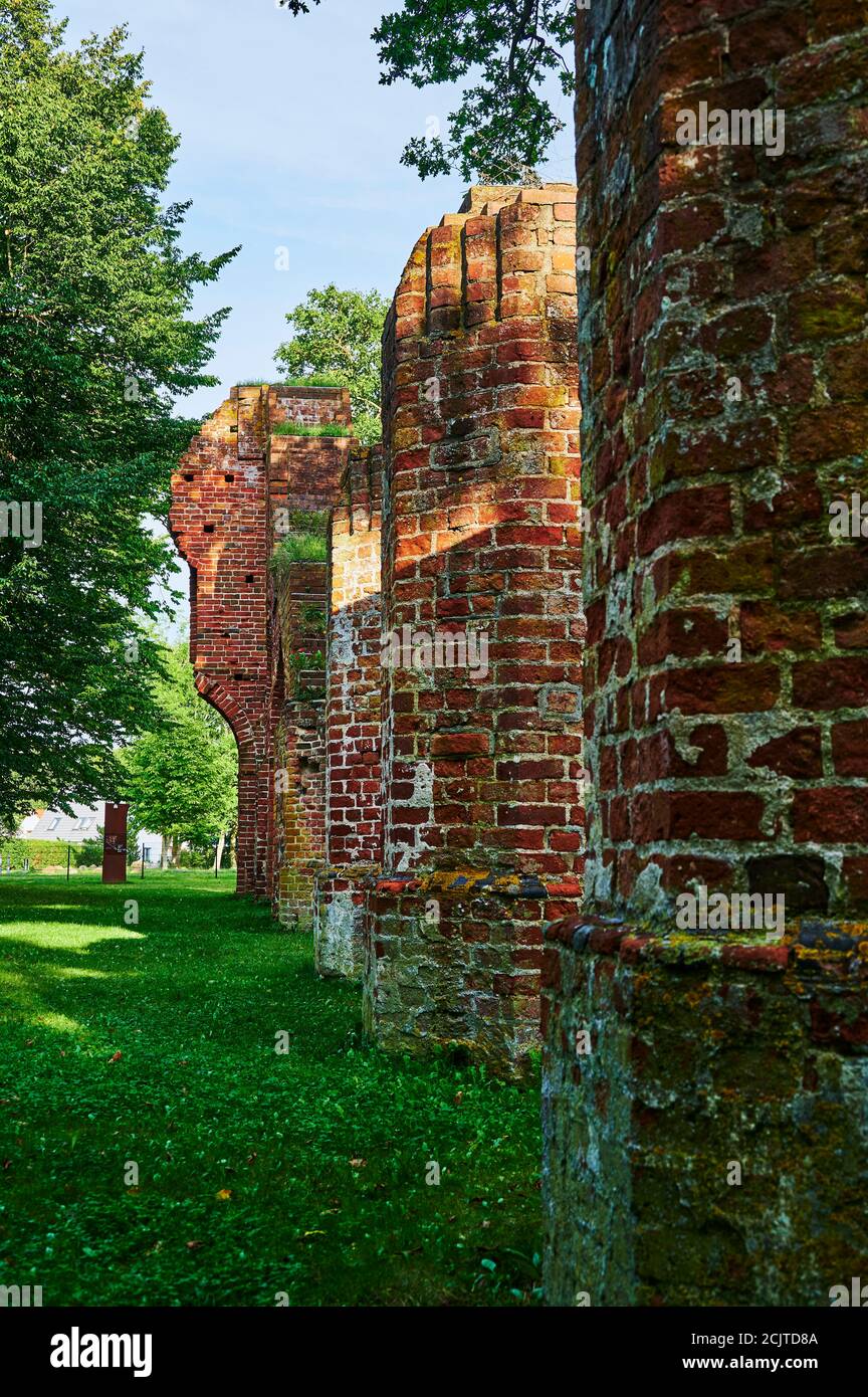 Medieval ruined monastery in a public park in Greifswald, Germany Stock ...