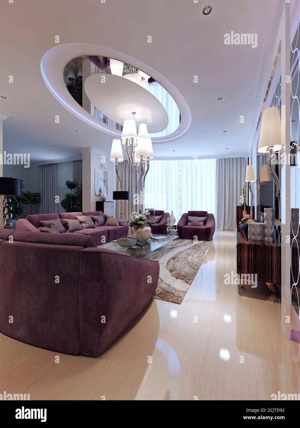 Living in Art Deco style. 3d render Stock Photo - Alamy