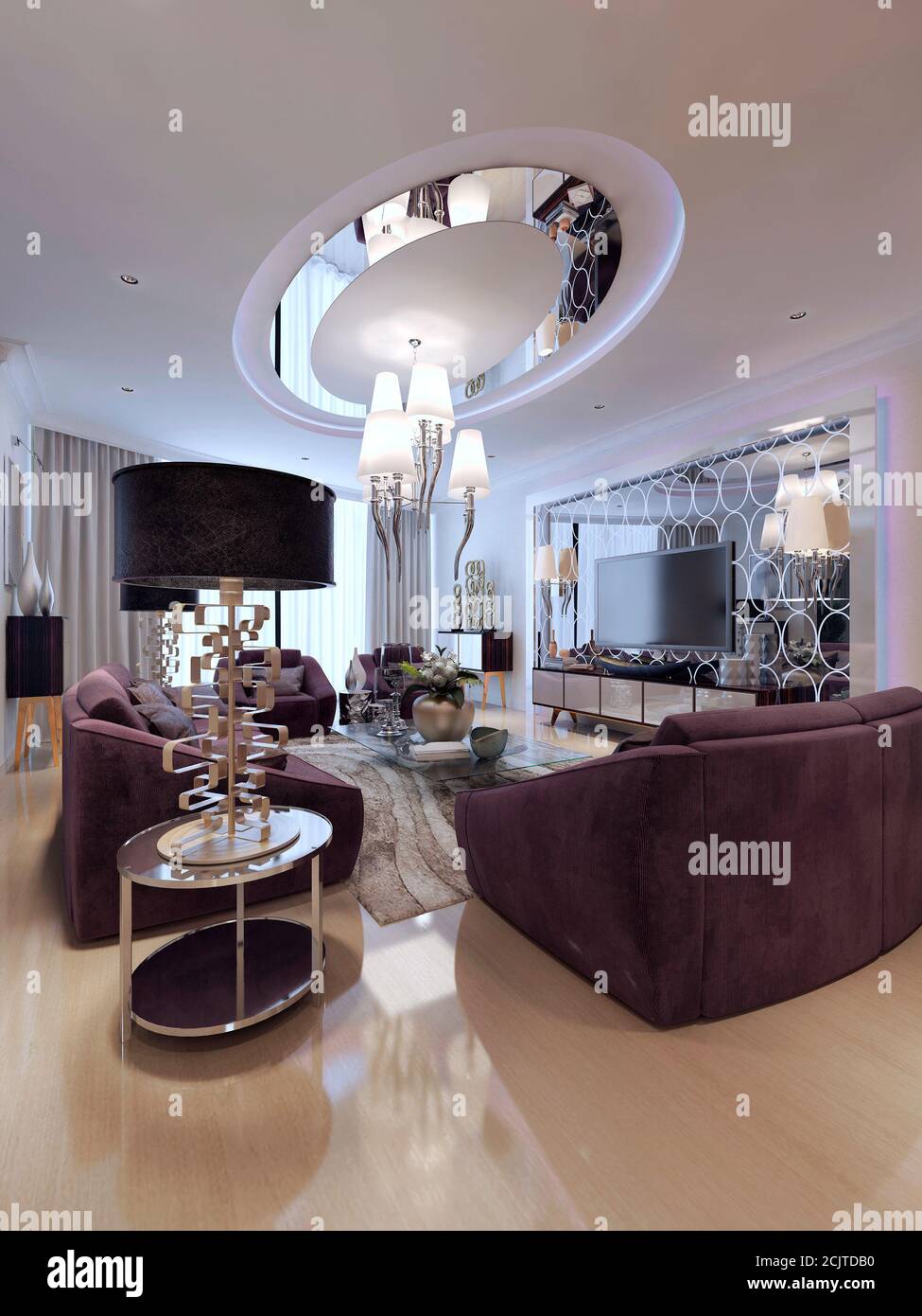 Living in Art Deco style. 3d render Stock Photo - Alamy