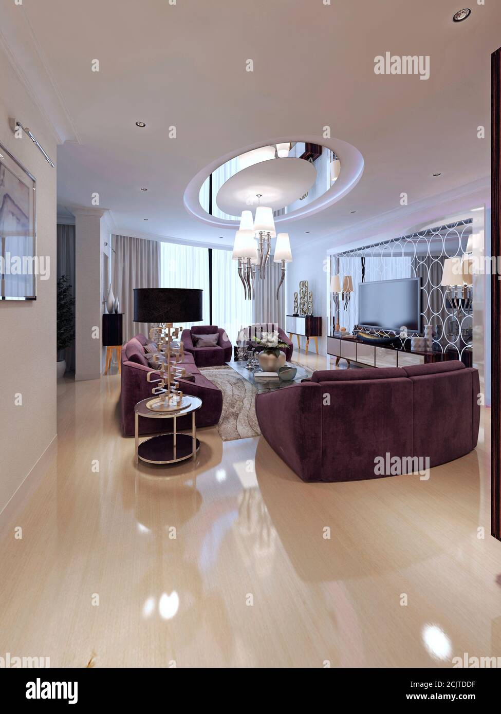 Living in Art Deco style. 3d render Stock Photo - Alamy