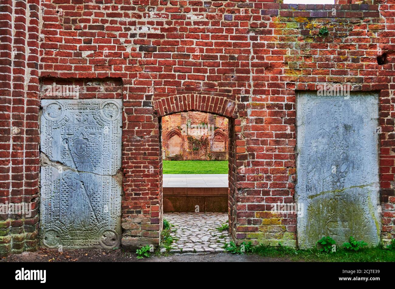 Medieval ruined monastery in a public park in Greifswald, Germany Stock ...