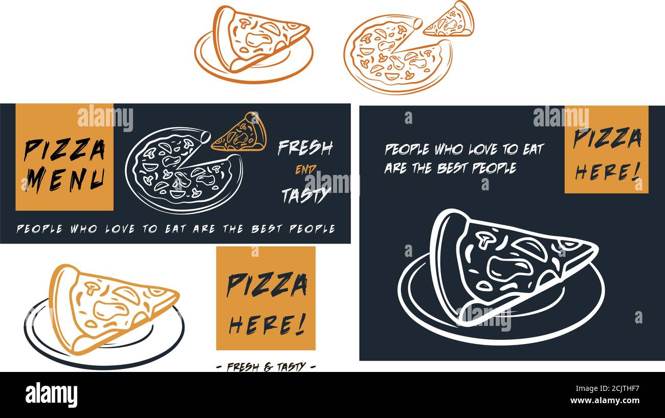 Restaurant food menu design, hand drawn illustrations, Italian Pizza ...